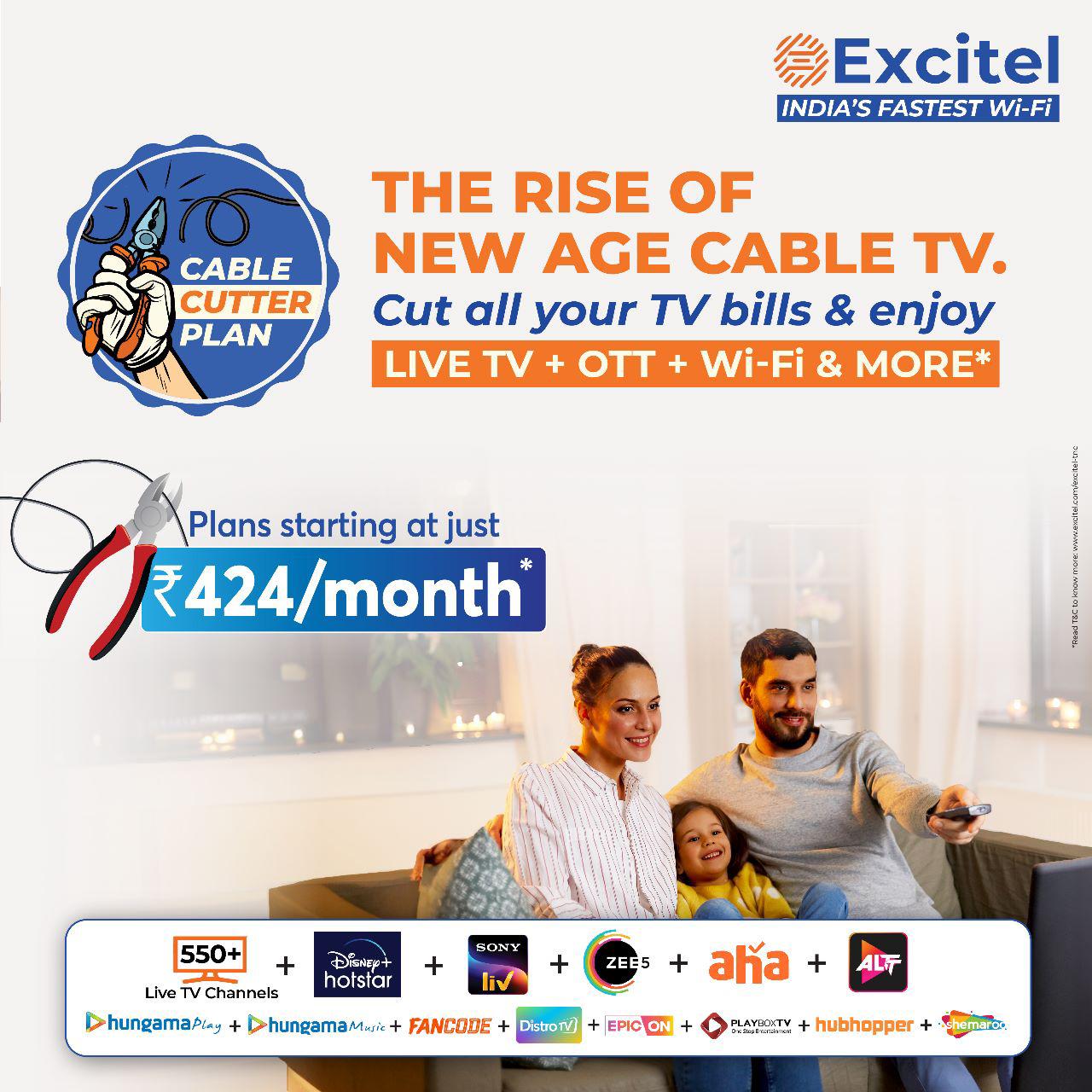 Excitel Cable-Cutter Plan Launched at INR 592 with 400 Mbps Speed which Includes Disney+ Hotstar ...