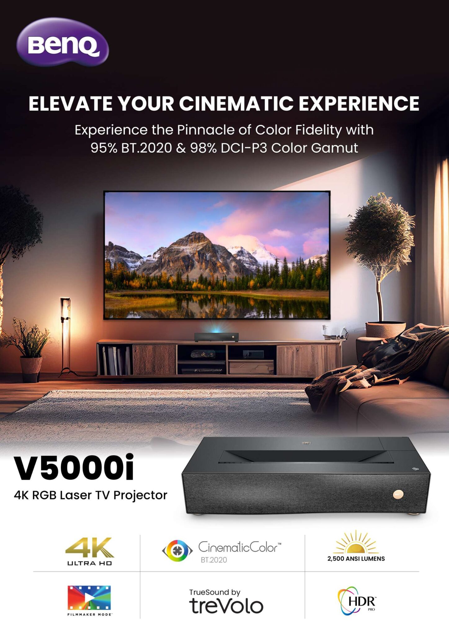 BenQ V5000i 4K RGB Laser TV Projector Launched in India • TechVorm