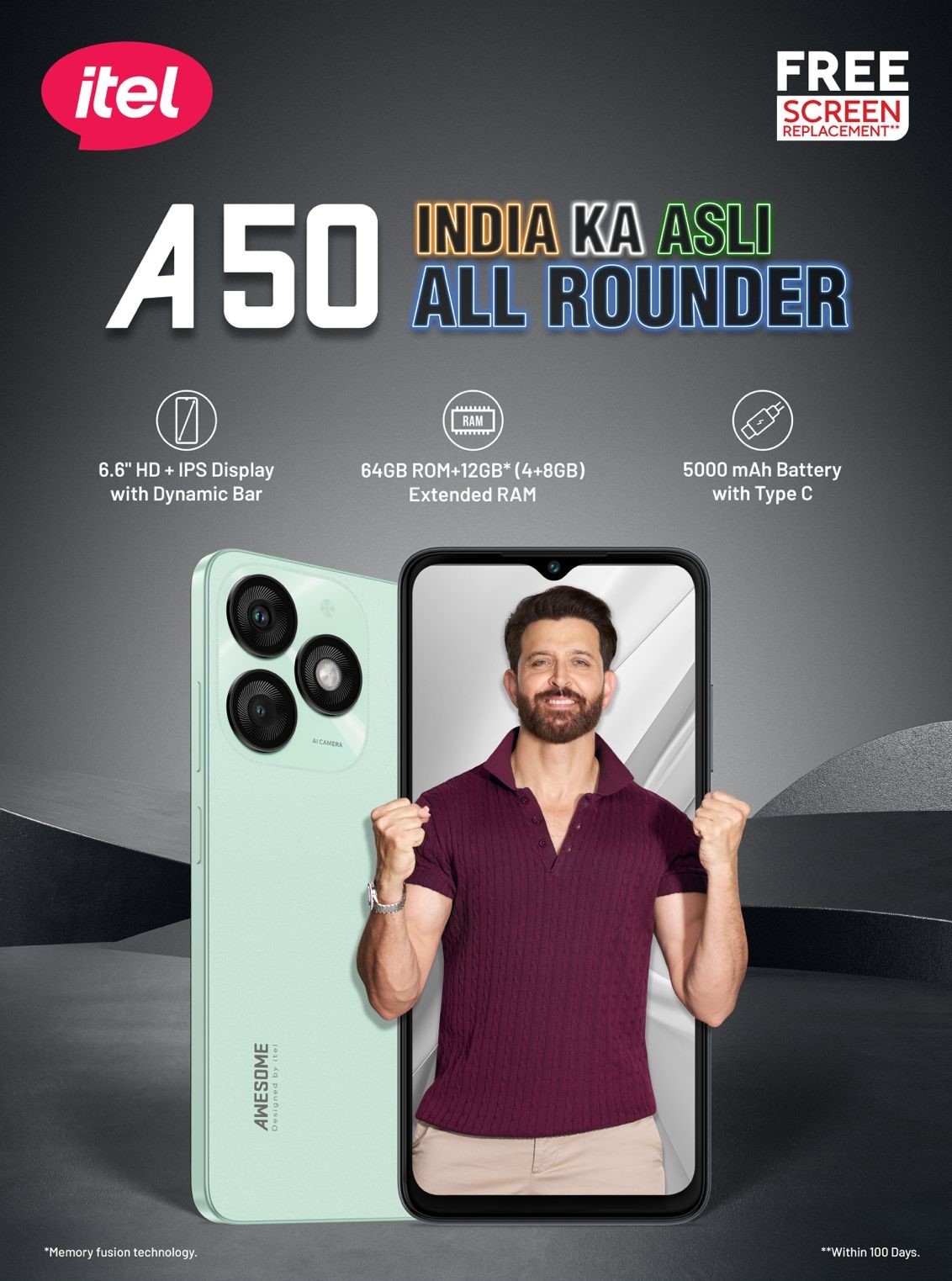 itel A50 Series with 6.56 inch HD+ Display, Launched; Price Starts at INR 5699 • TechVorm