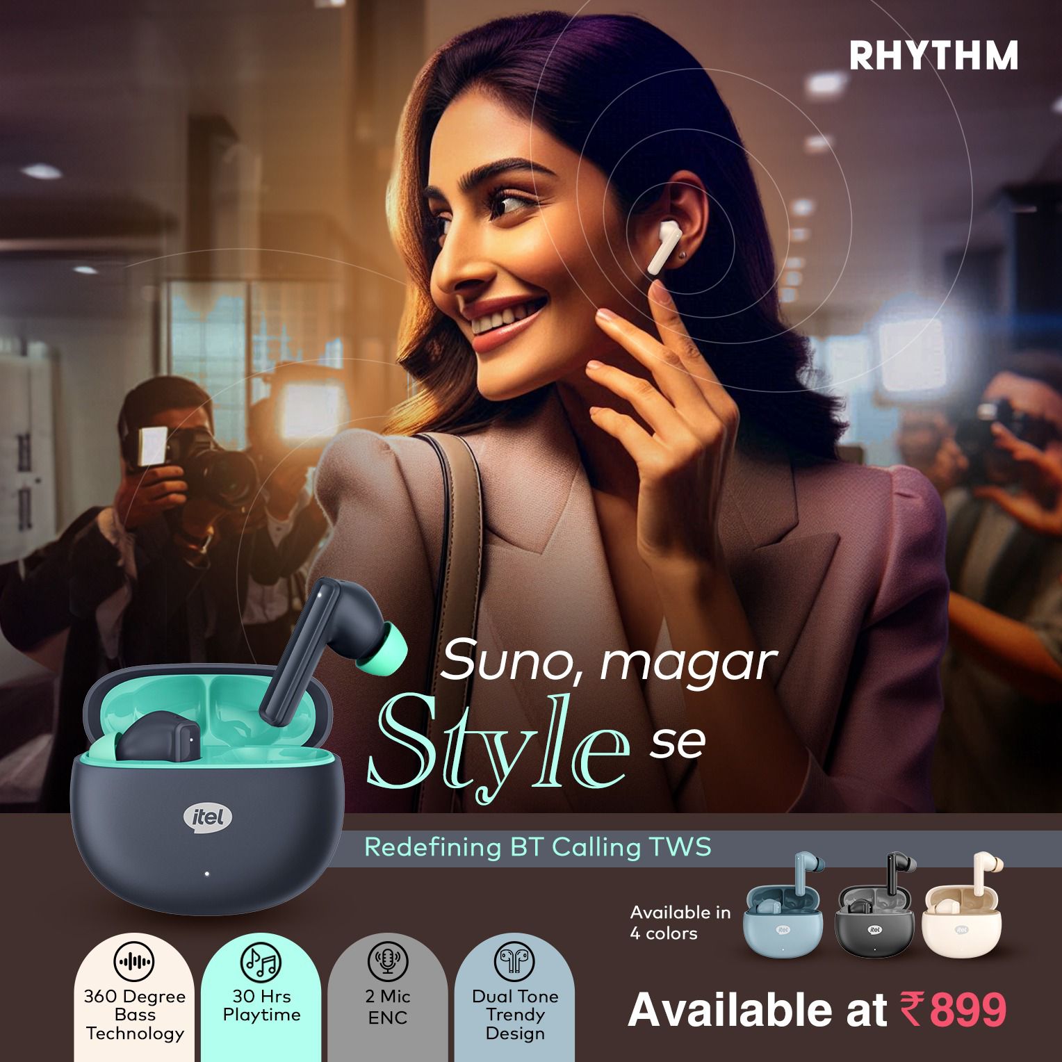 itel Rhythm Earbuds with AI ENC and 30-Hour Playback, Launched at INR ...