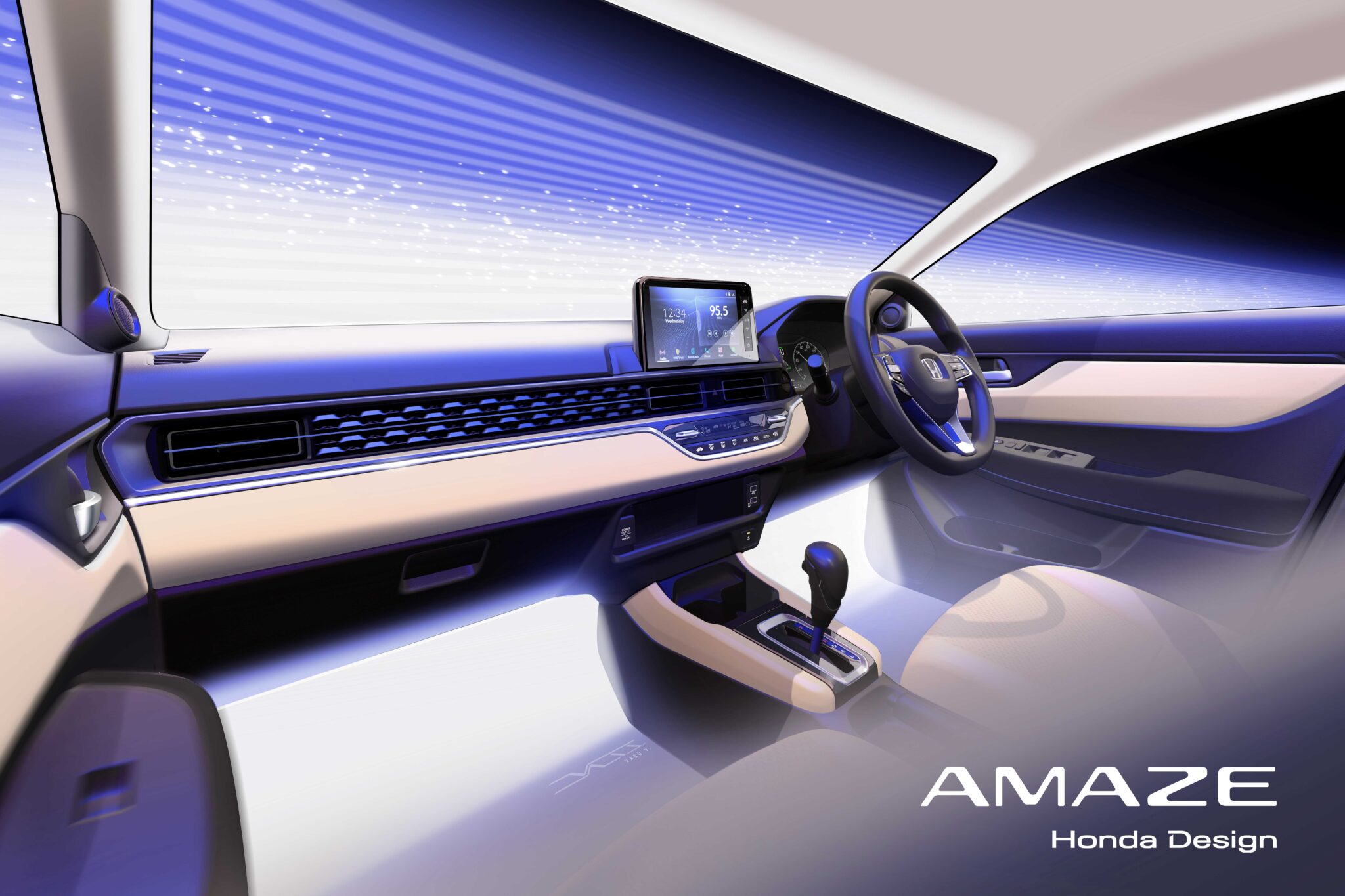 Upcoming 3rd Generation Honda Amaze Exterior and Interior Sketch ...