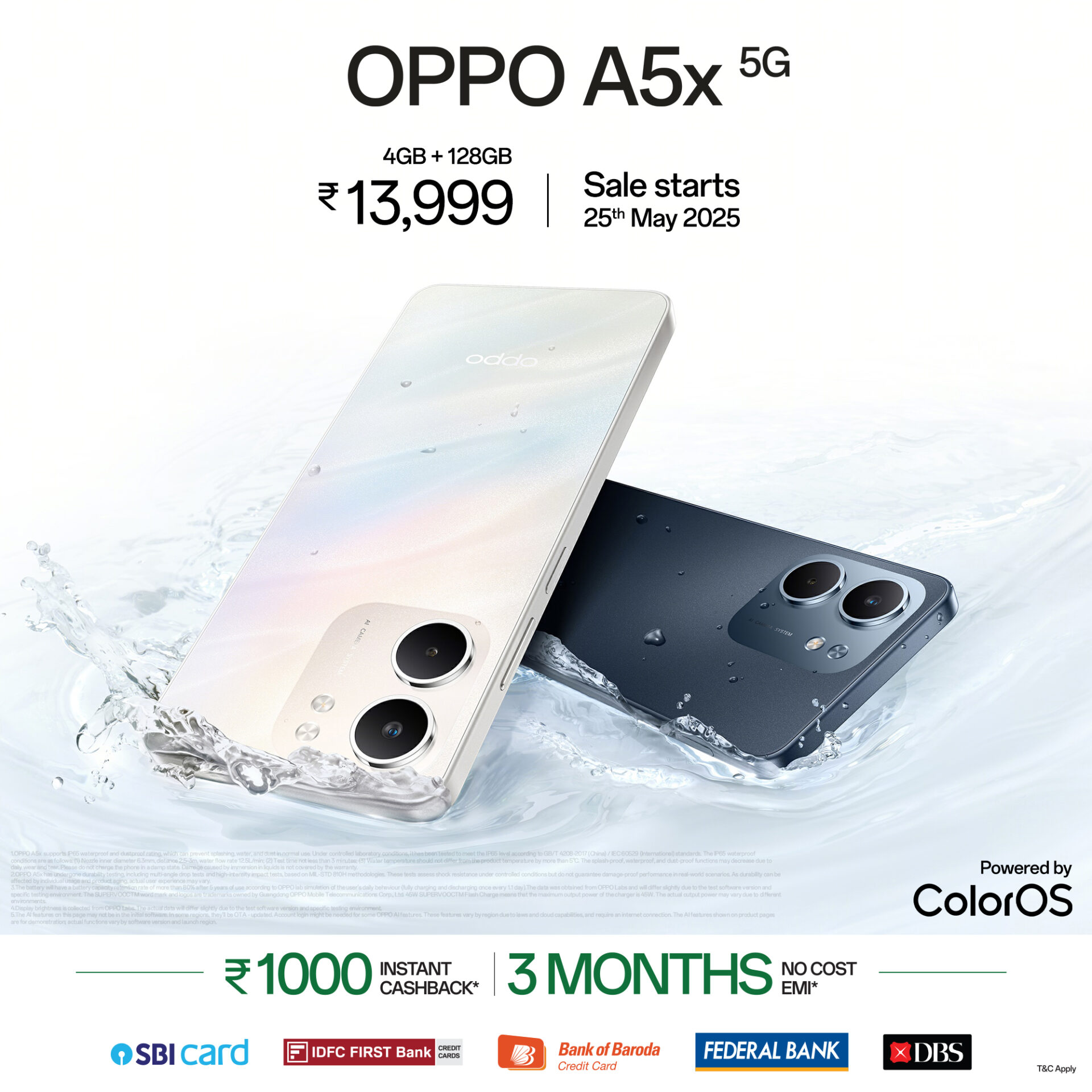 OPPO A5x 5G with 6000mAh Battery, Military-Grade Durability, Launched at INR 13999 • TechVorm