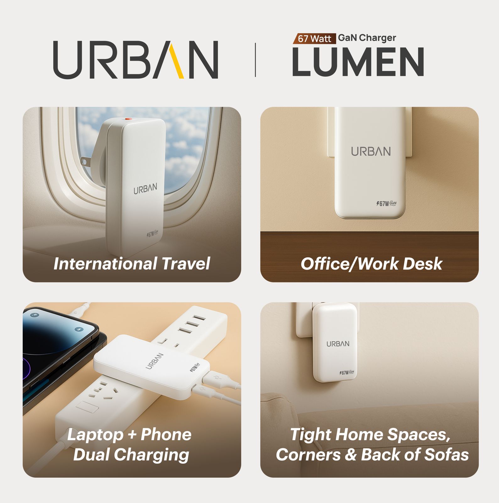 URBAN Launches Lumen GaN Charger with 67W Output, Dual-Port at INR 1799 ...
